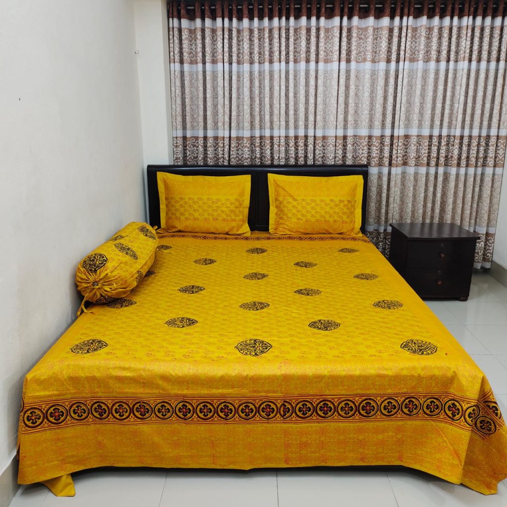 Hand Block Ortha Bedsheet – 4Pecs – Ortha